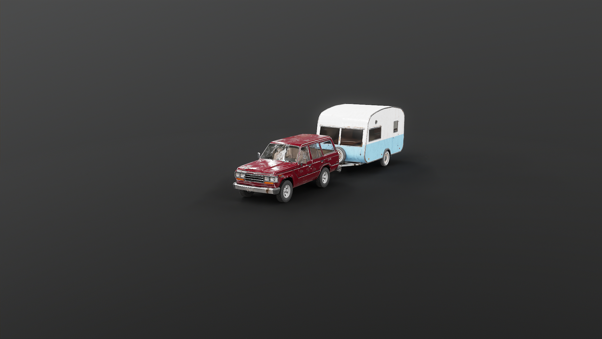 Aged Toyota Land Cruiser J60 And Classic Camping Caravan 3D Model - TurboSquid 2413579