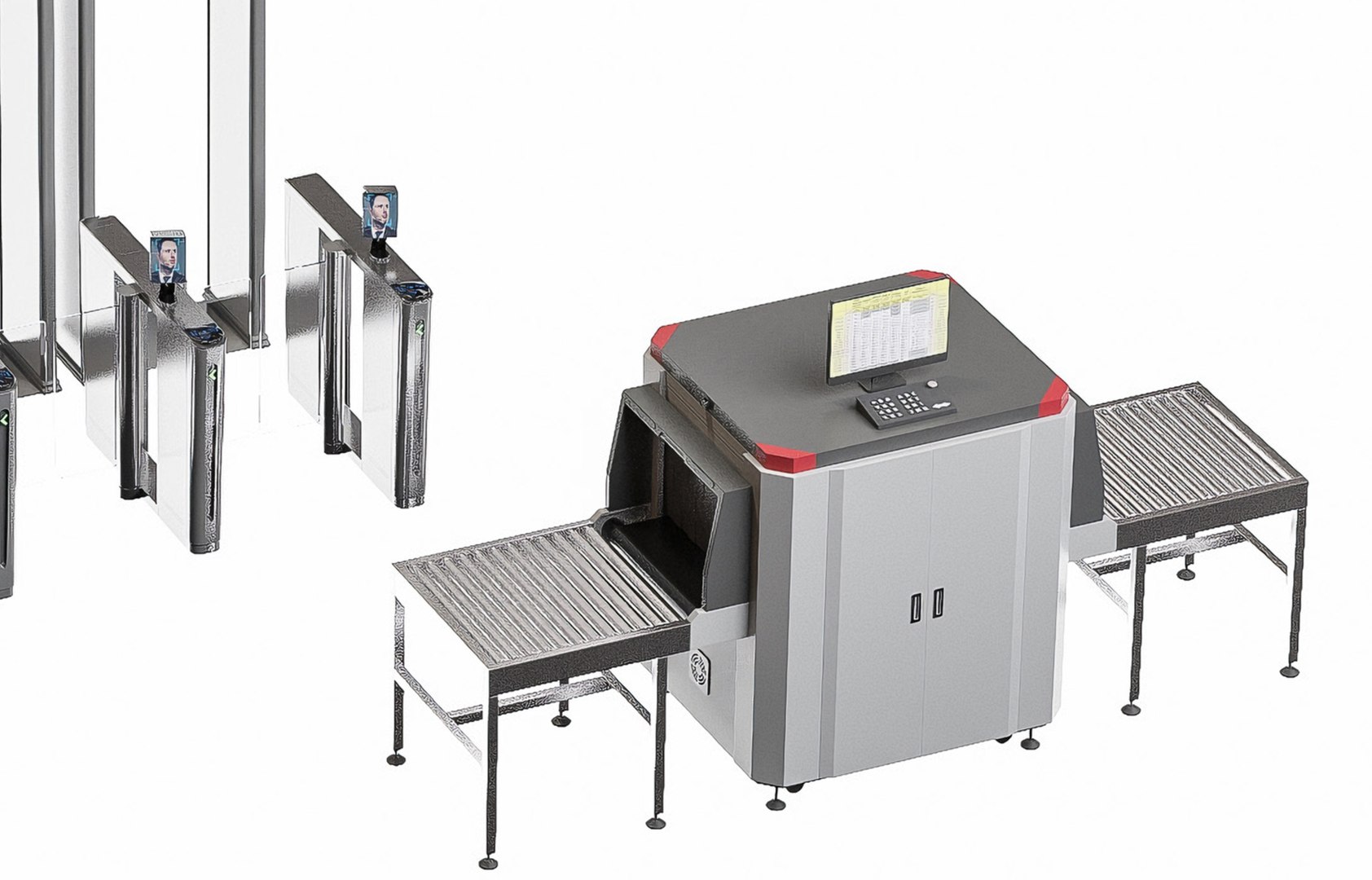 3D X Ray Machine Airport Security Checkpoint Baggage Scanner Luggage ...