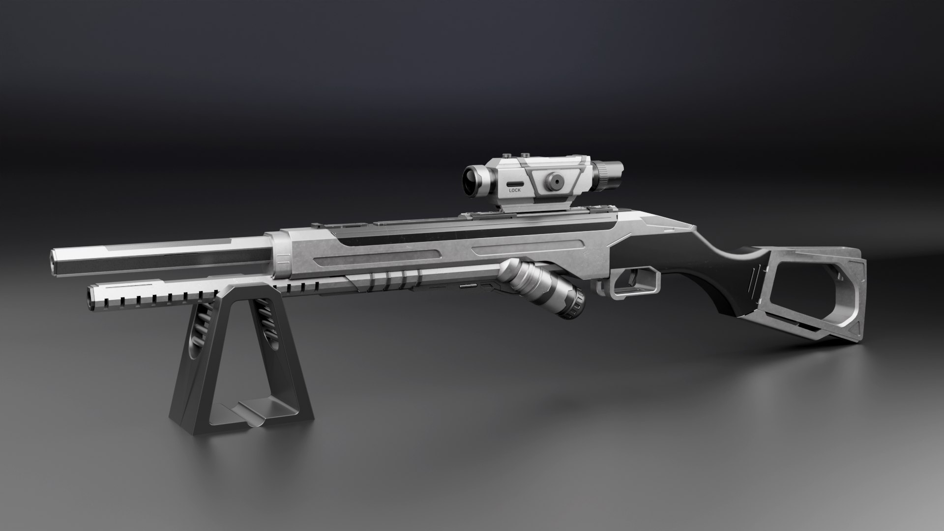 3D Scifi Gun Game Asset 3D Model Concept With PBR Texture Model ...