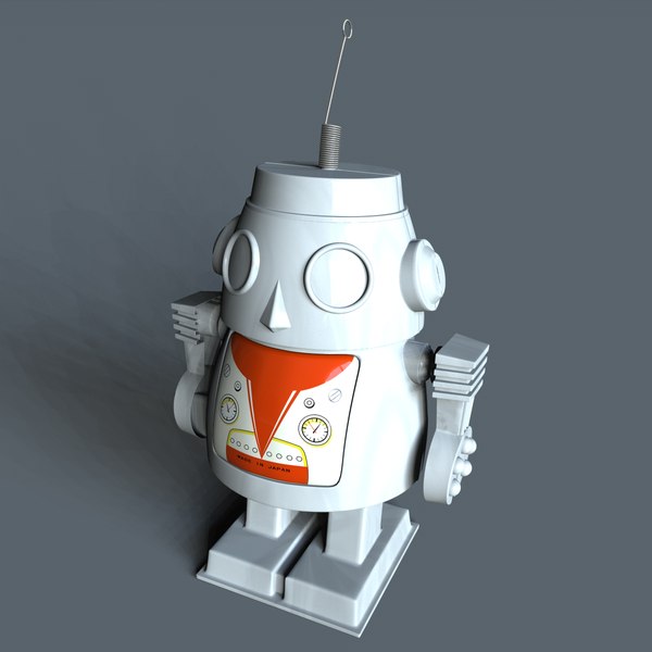 3d rigged rusty toy robot