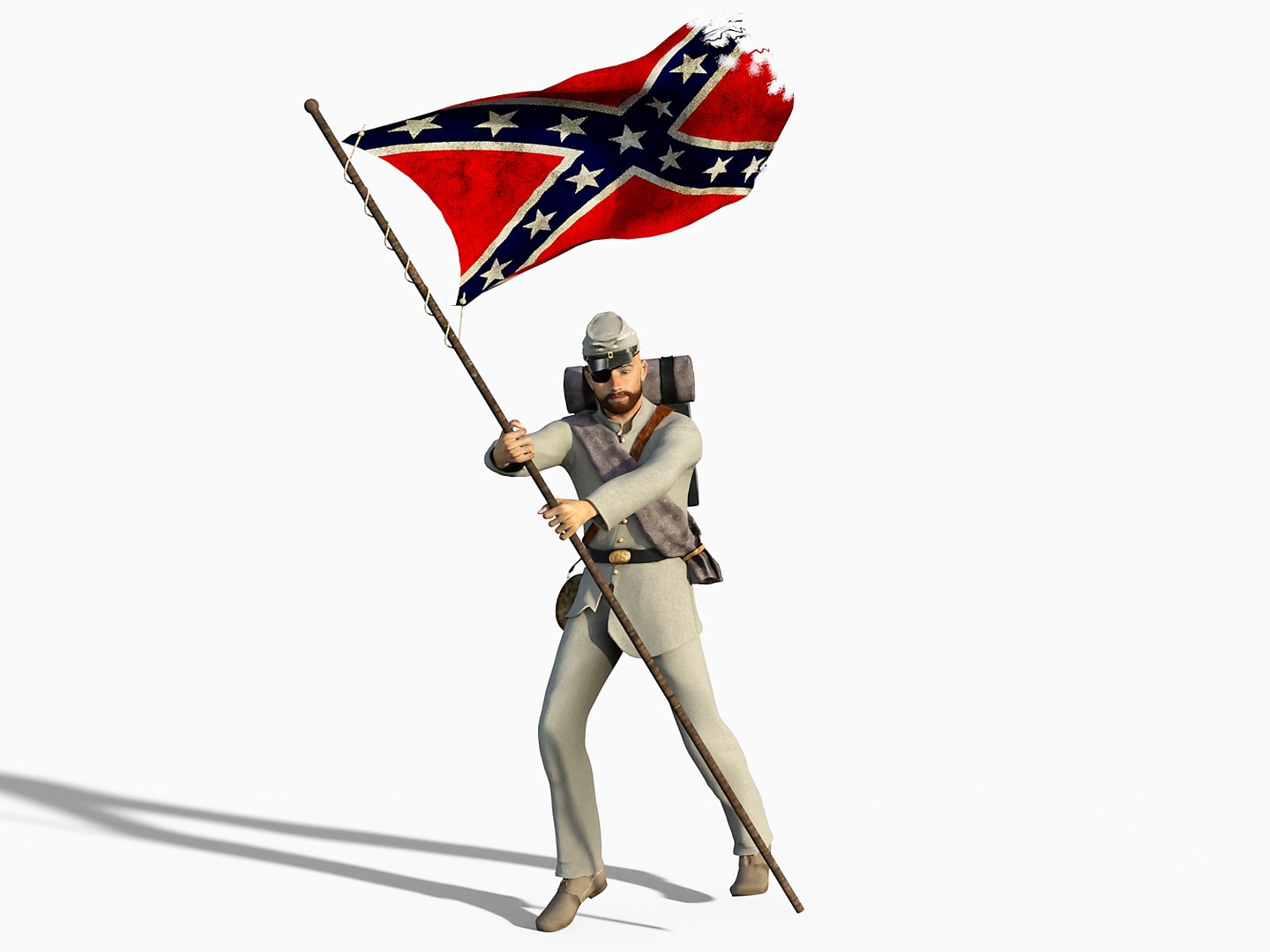 3D American Civil War Confederate Soldier - Johnny Reb Rigged Low-poly ...