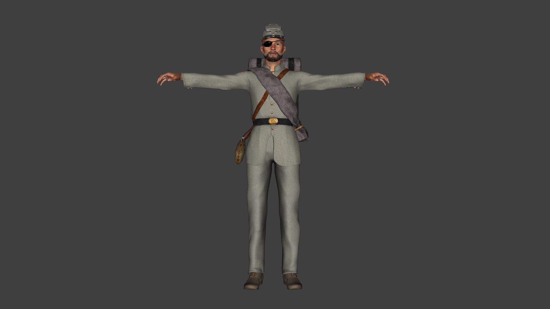 3D American Civil War Confederate Soldier - Johnny Reb Rigged Low-poly ...