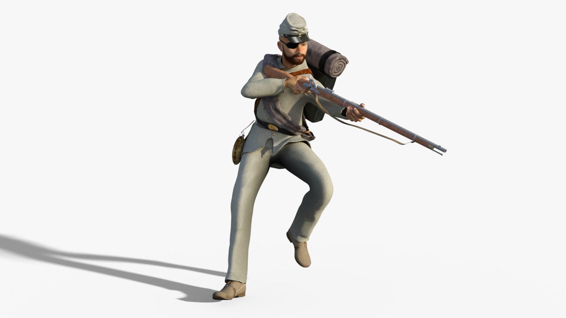 3D American Civil War Confederate Soldier - Johnny Reb Rigged Low-poly ...