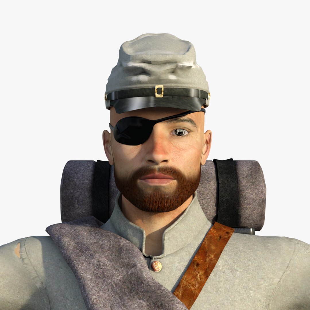3D American Civil War Confederate Soldier - Johnny Reb Rigged Low-poly ...