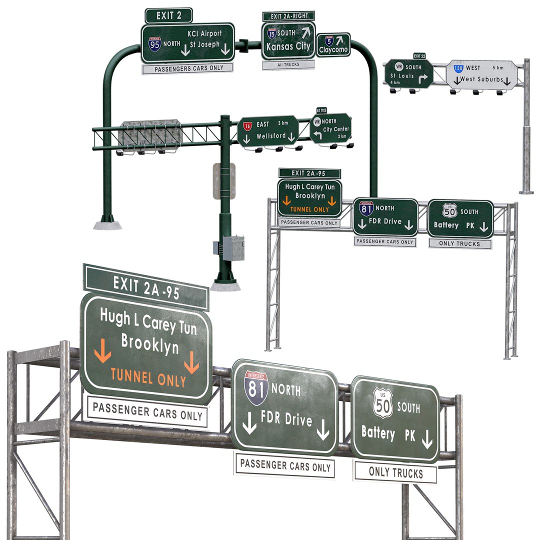 Highway Street Sign 3D Model - TurboSquid 2301115