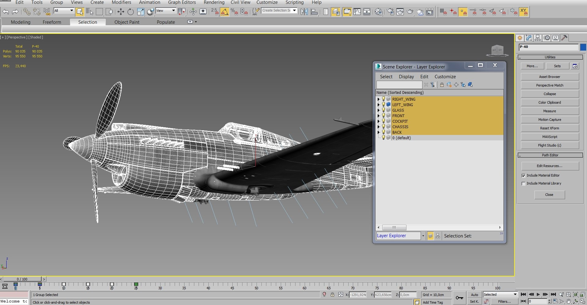 3d Aircraft P-40 Usa Fighter Model