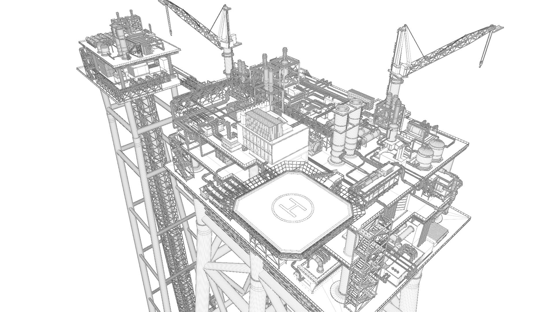 Detailed Twin Oil Rig 3D Model Model - TurboSquid 2218152