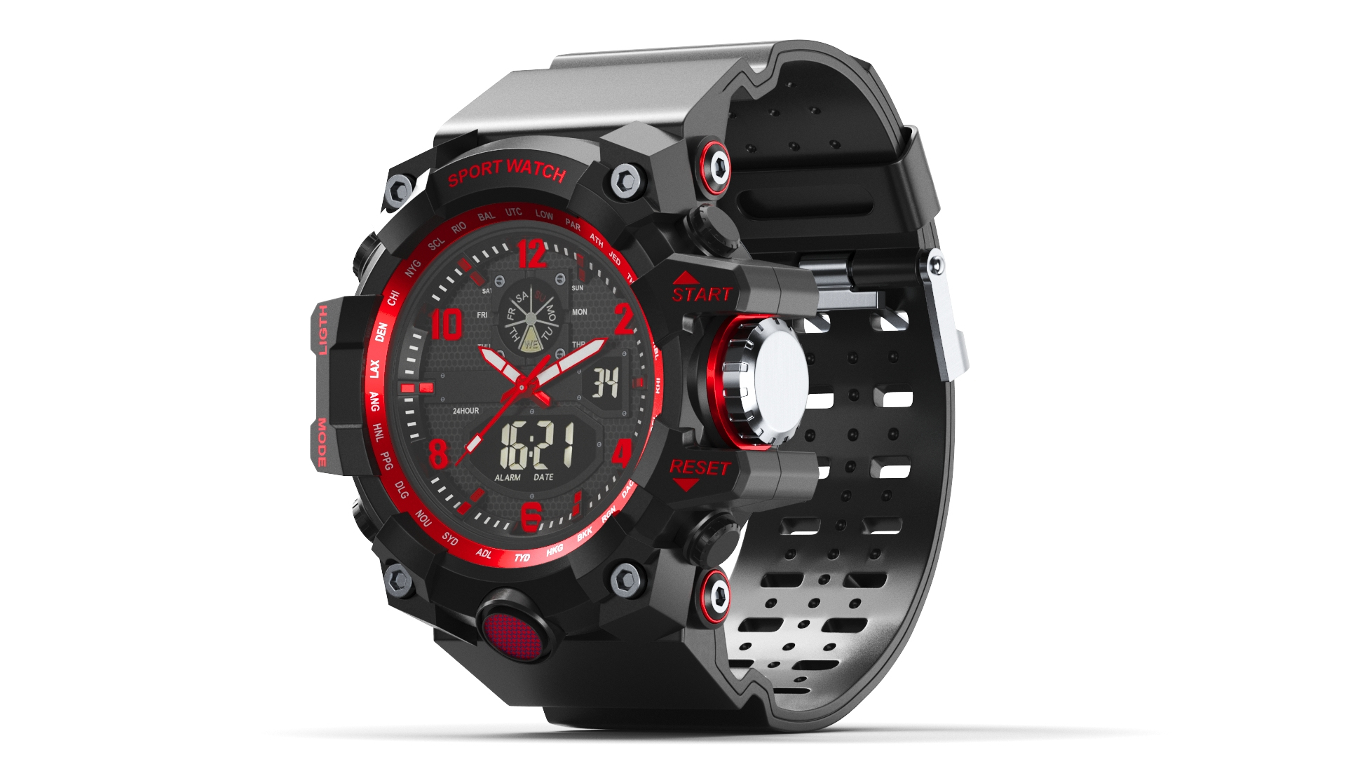Detailed Sport Watch Red Black Model - TurboSquid 2268295