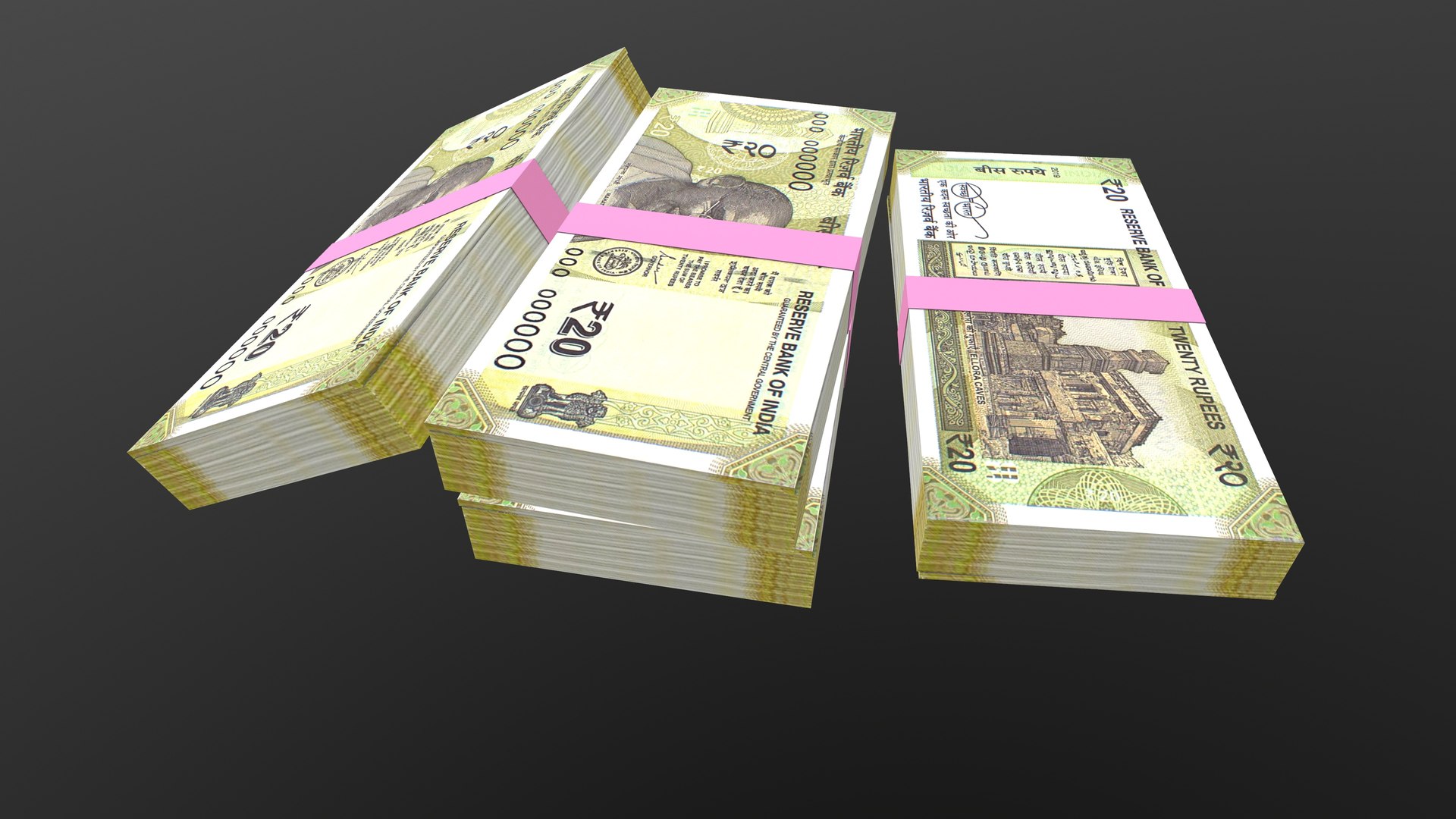 3D Model Indian 20 Note Currency Bundle AR VR PBR - TurboSquid 2007246