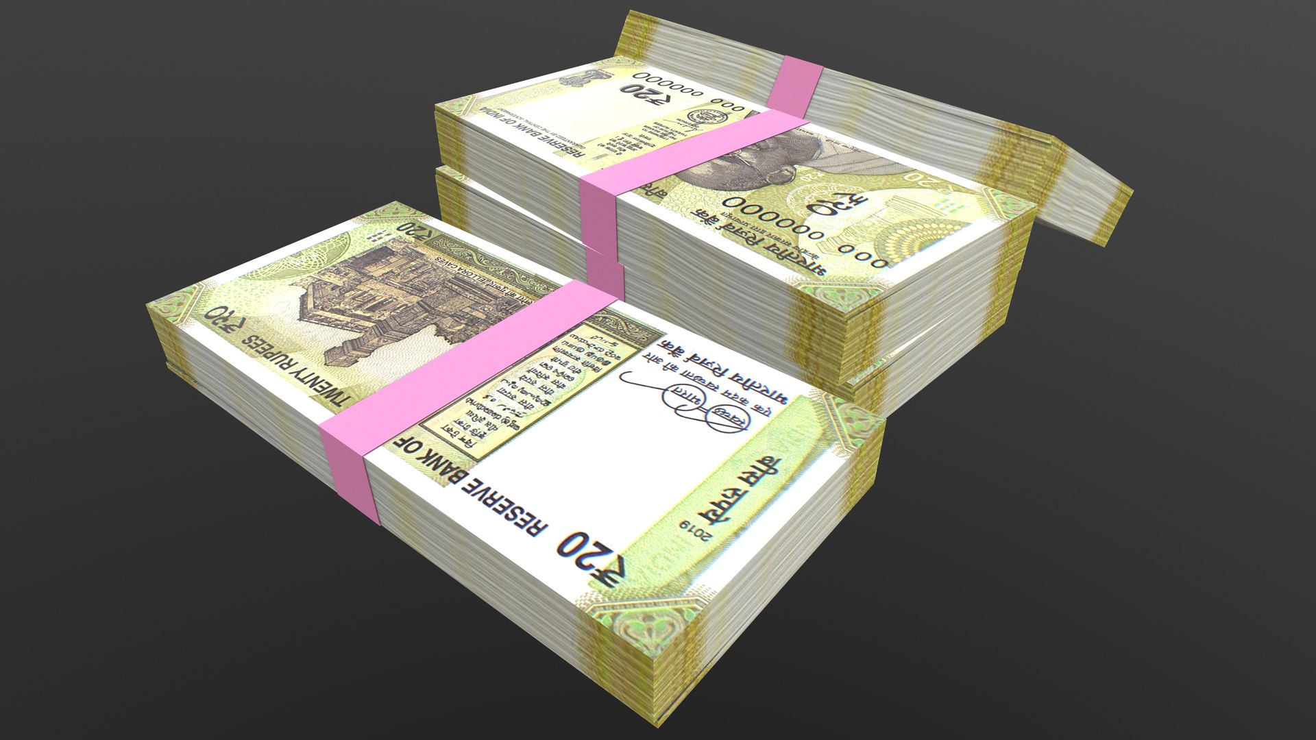 3D Model Indian 20 Note Currency Bundle AR VR PBR - TurboSquid 2007246