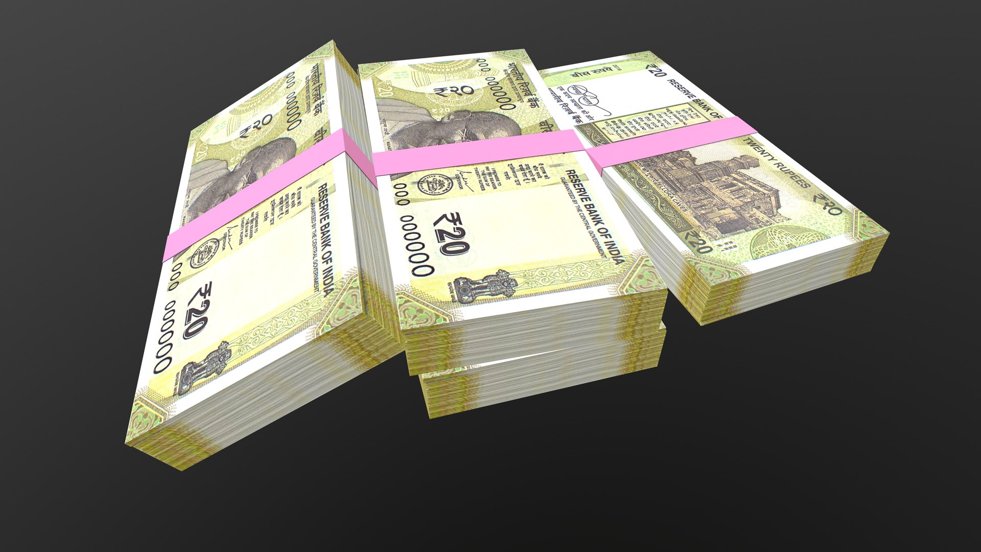 3D Model Indian 20 Note Currency Bundle AR VR PBR - TurboSquid 2007246
