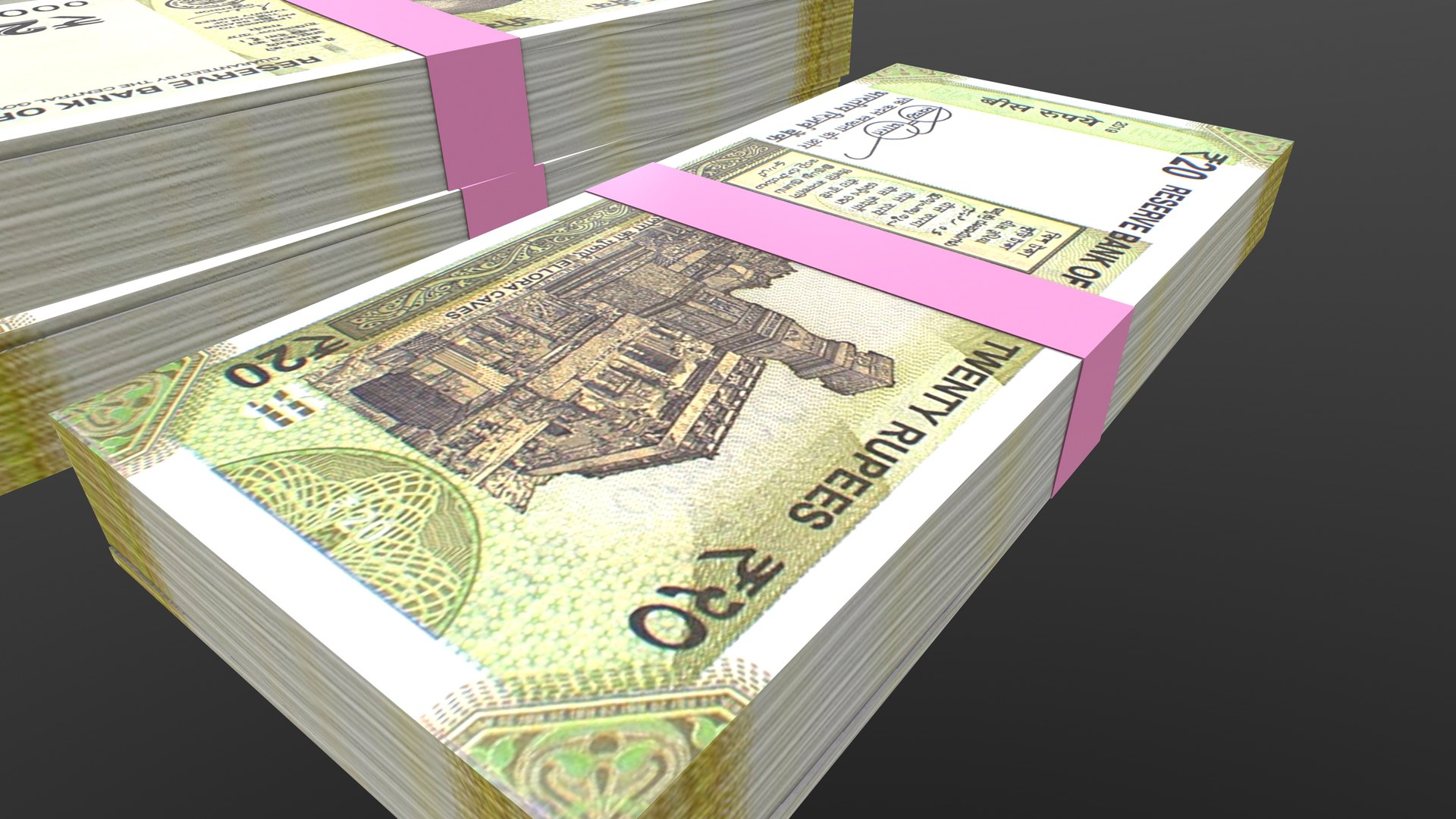 3D Model Indian 20 Note Currency Bundle AR VR PBR - TurboSquid 2007246