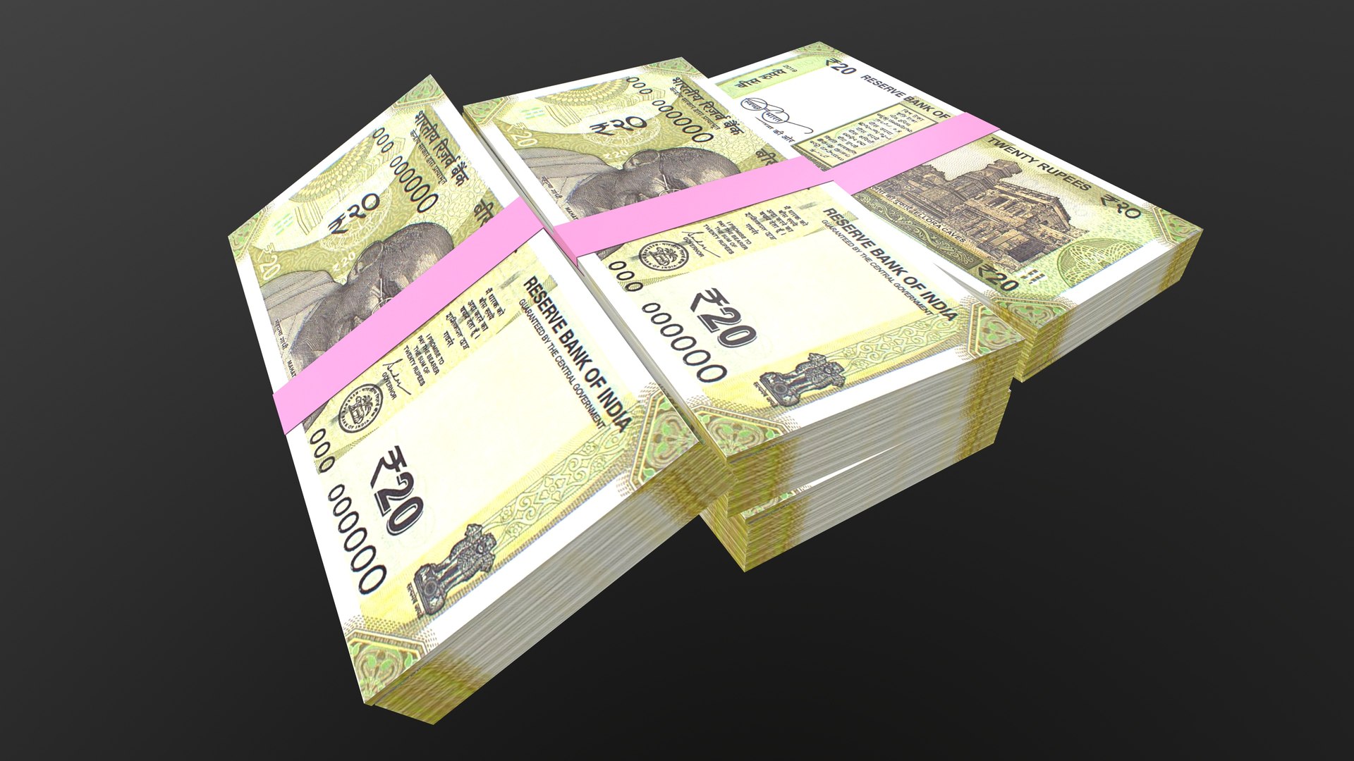 3D Model Indian 20 Note Currency Bundle AR VR PBR - TurboSquid 2007246
