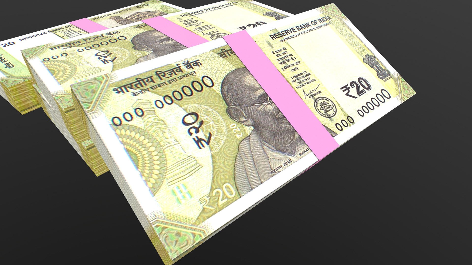 3D Model Indian 20 Note Currency Bundle AR VR PBR - TurboSquid 2007246