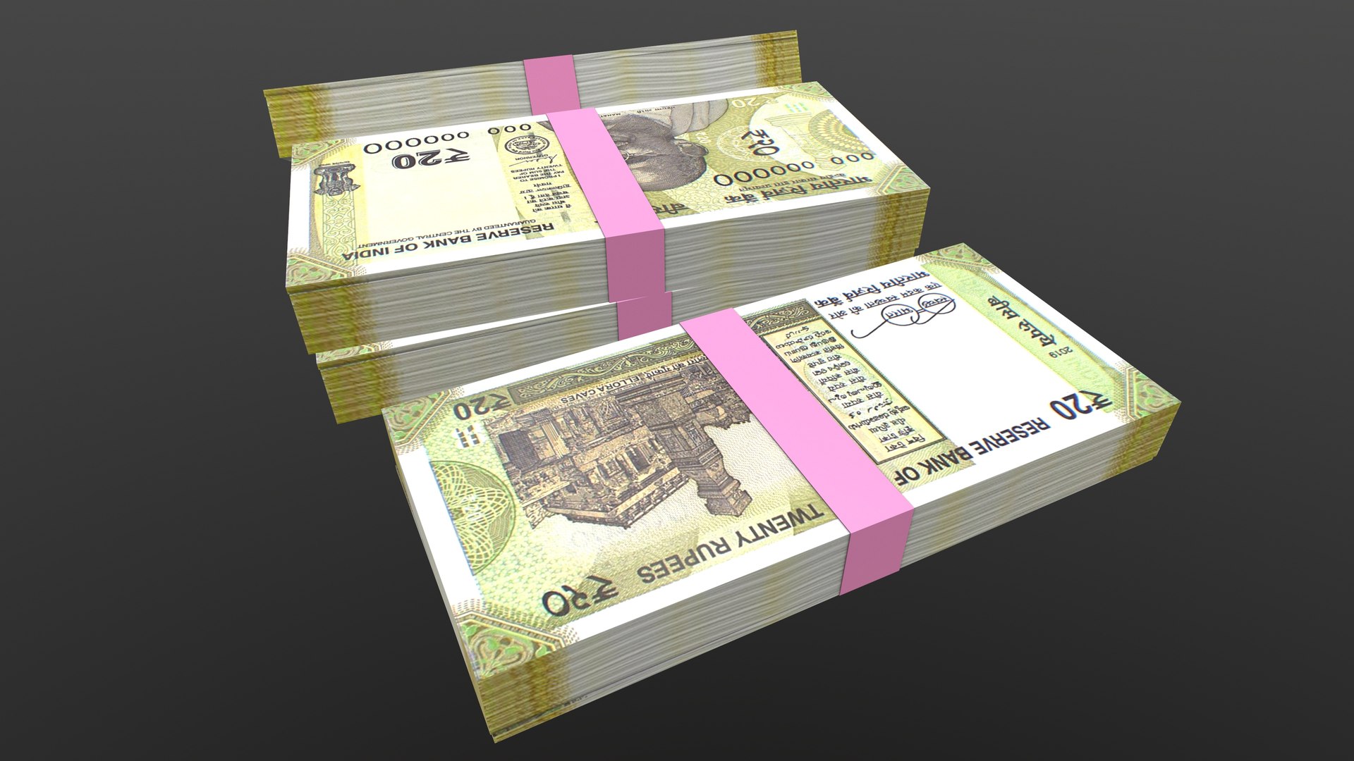 3D Model Indian 20 Note Currency Bundle AR VR PBR - TurboSquid 2007246