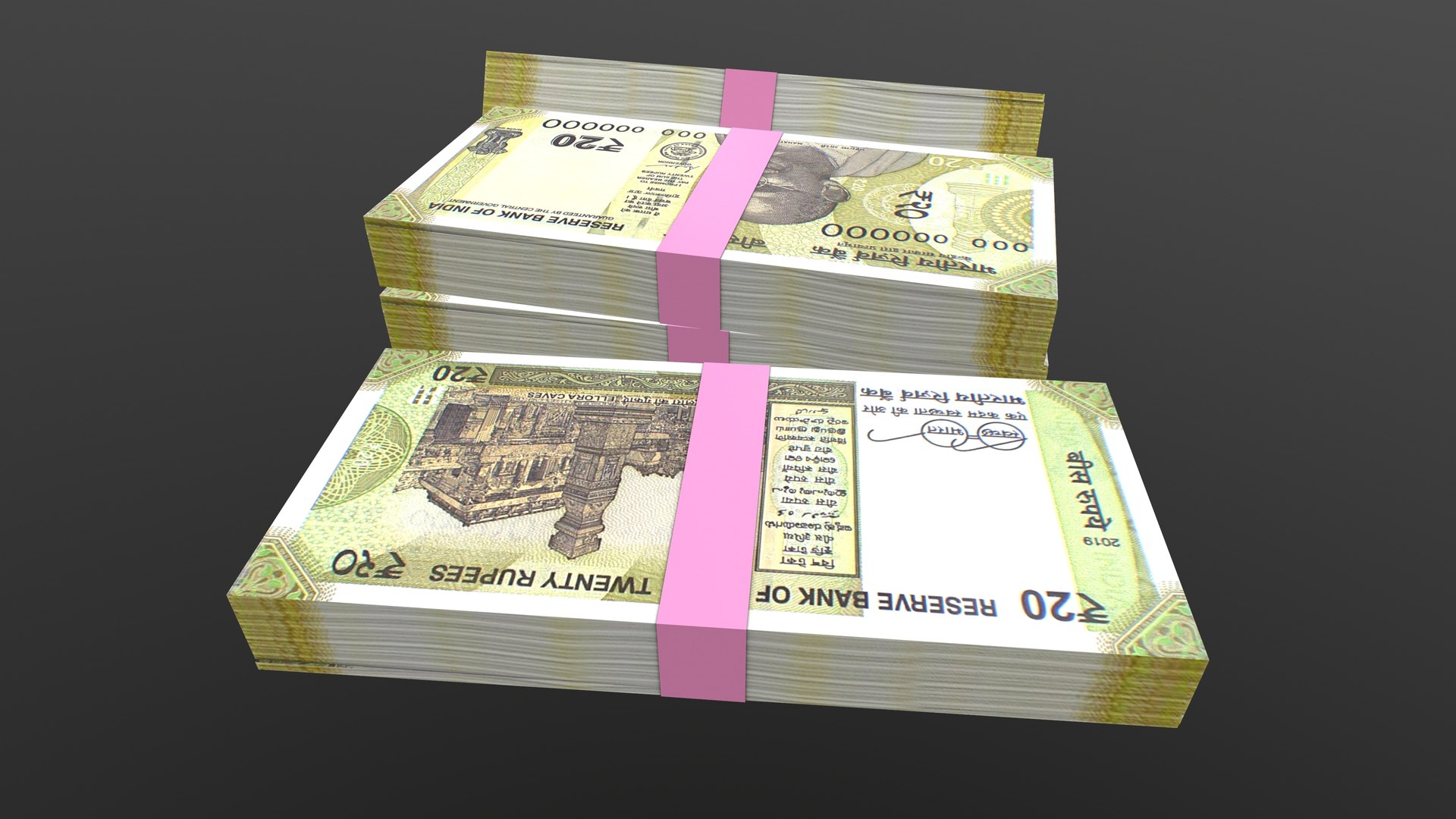 3D Model Indian 20 Note Currency Bundle AR VR PBR - TurboSquid 2007246