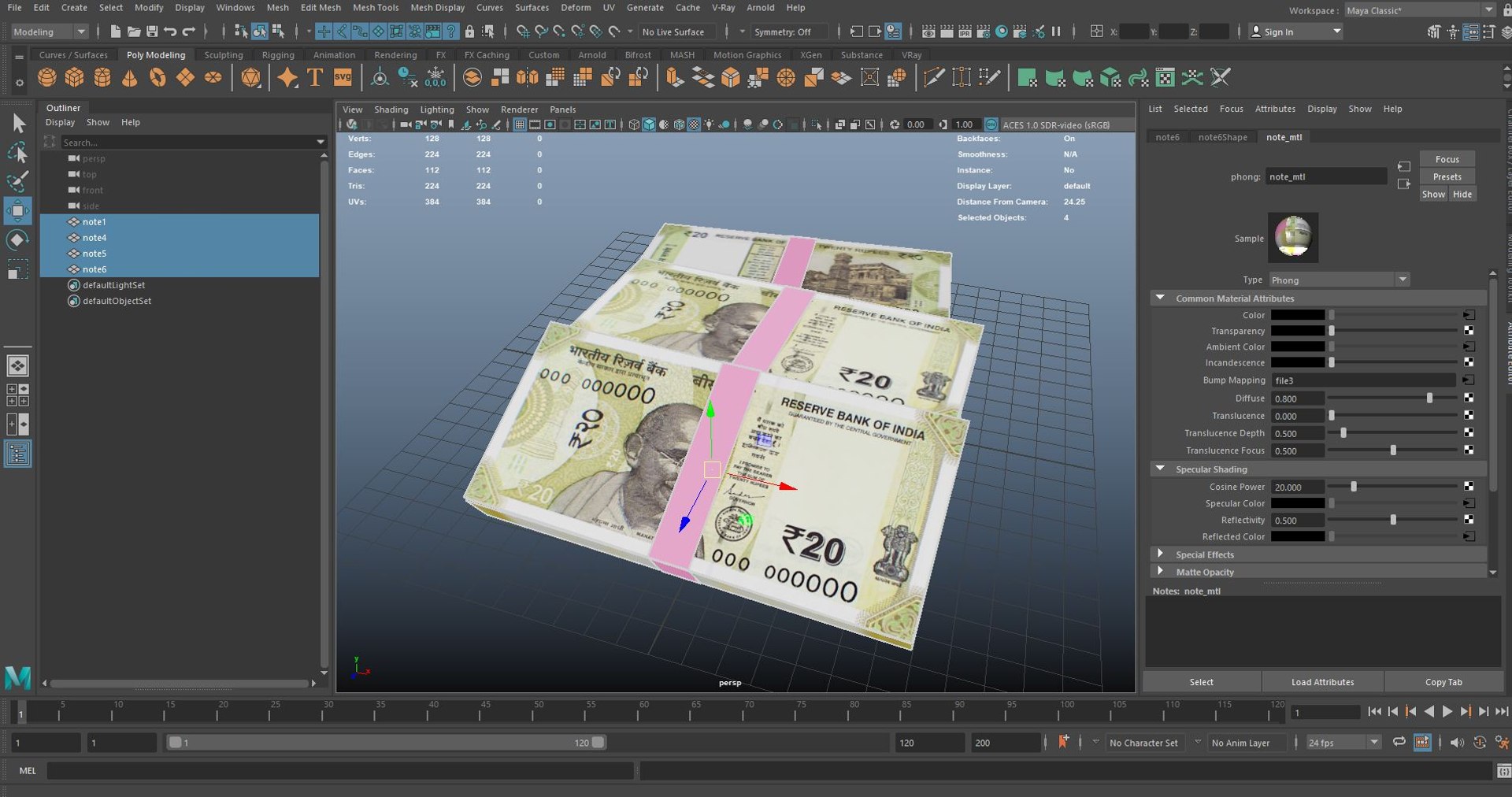 3D Model Indian 20 Note Currency Bundle AR VR PBR - TurboSquid 2007246