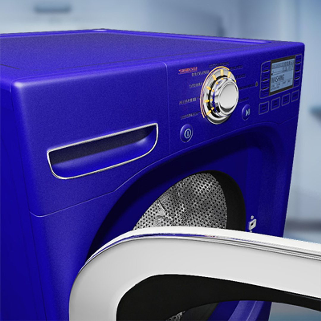 3d model blue washing machine