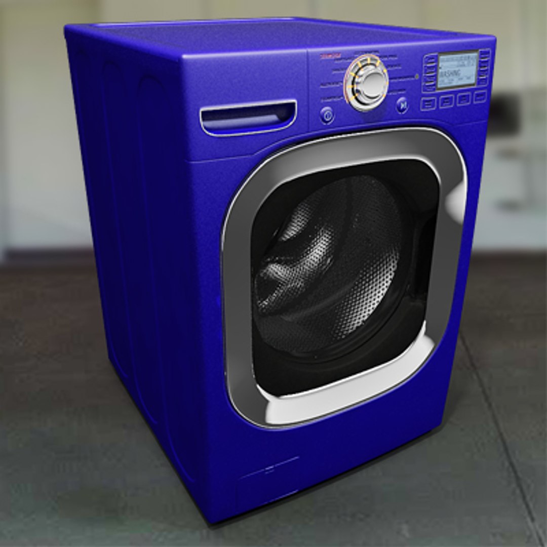 3d model blue washing machine