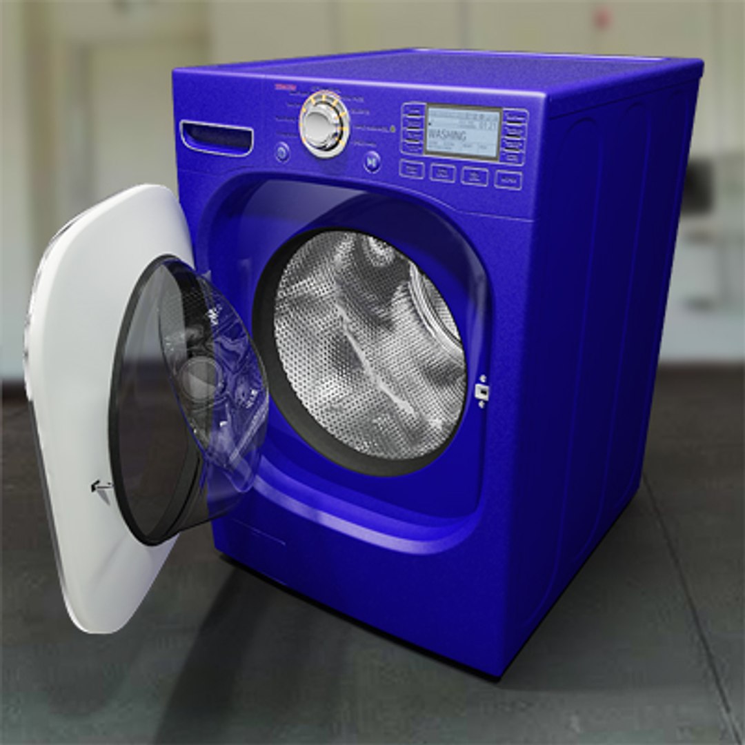 3d model blue washing machine