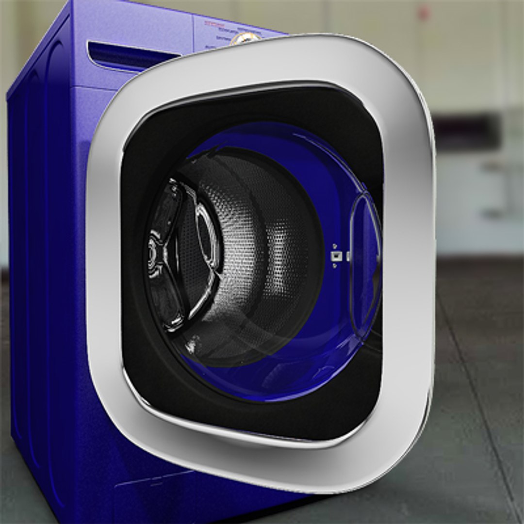 3d model blue washing machine