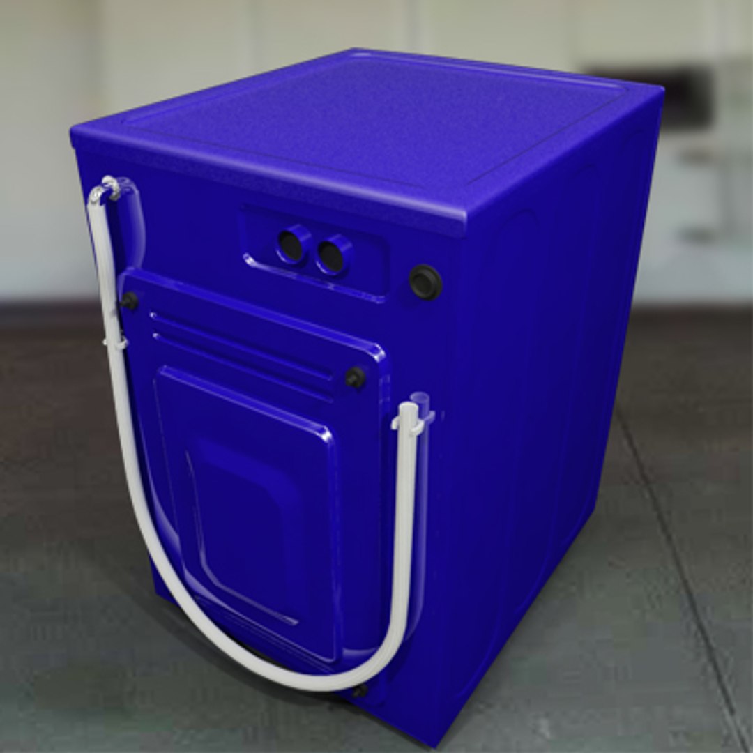 3d model blue washing machine