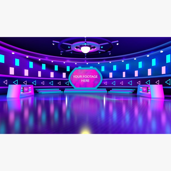 Virtual set pink and purple for a entertainment show 3D model ...