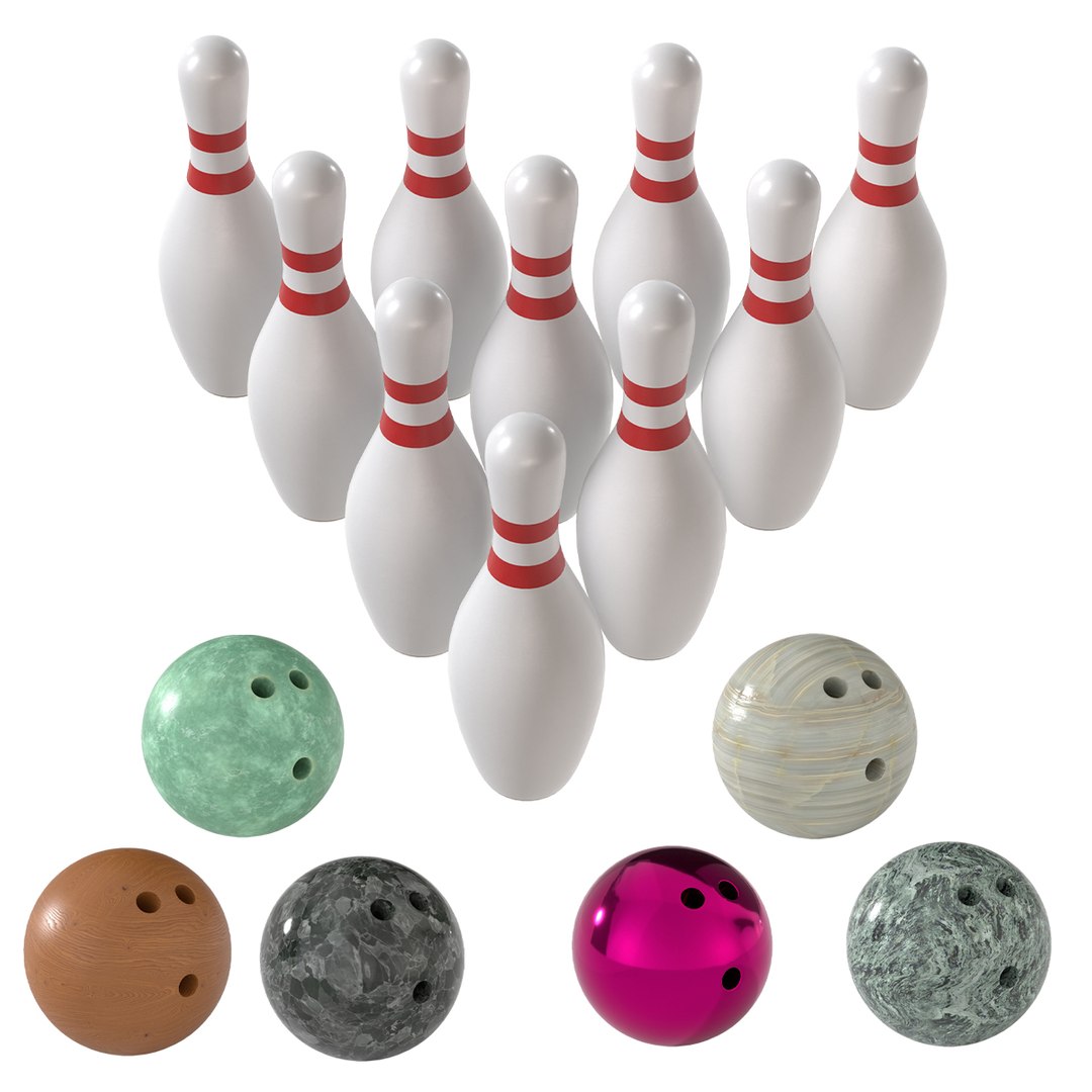 3D Bowlin Pins And Balls Model - TurboSquid 2443977