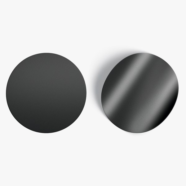 3D model Two Black Round Stickers - smooth and curled corners glued tag ...