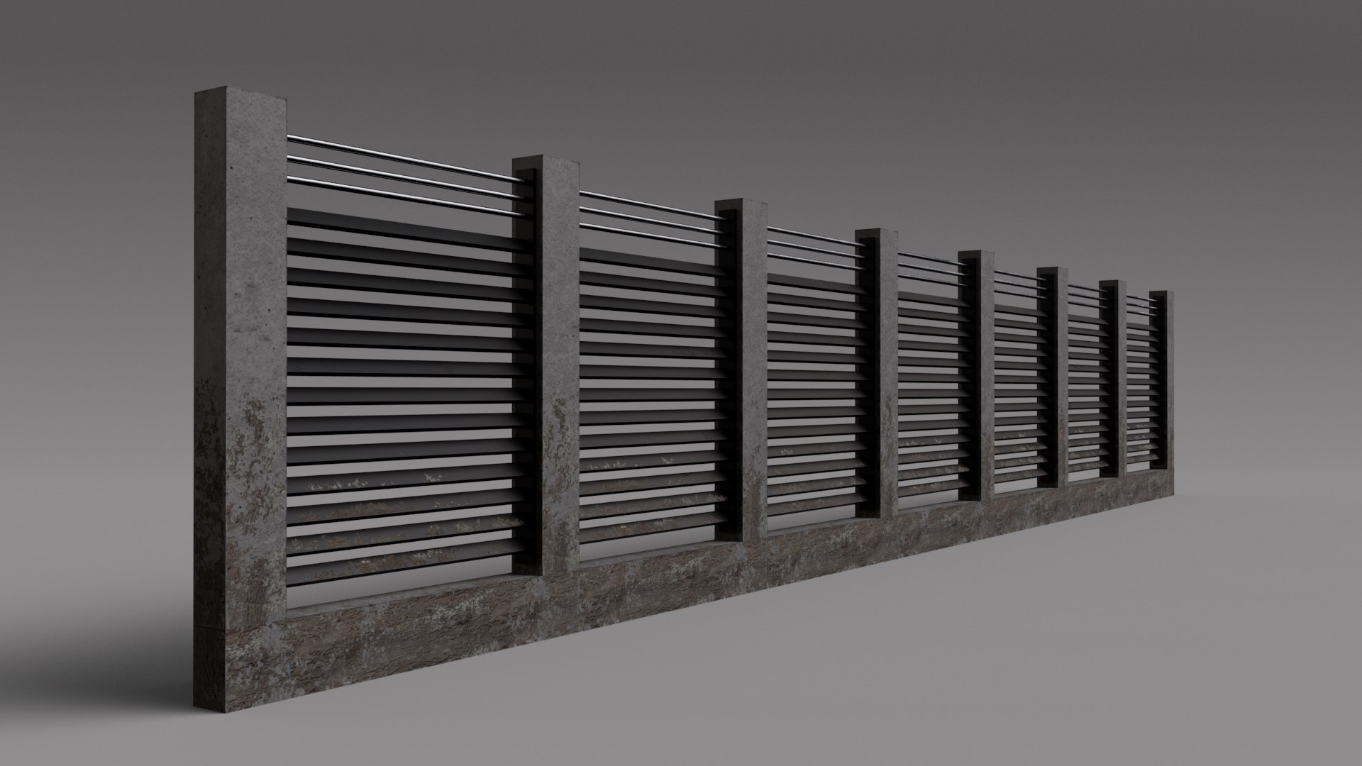 3D Low Poly Fence With 7 Texture Variations In Used Stone And Iron ...