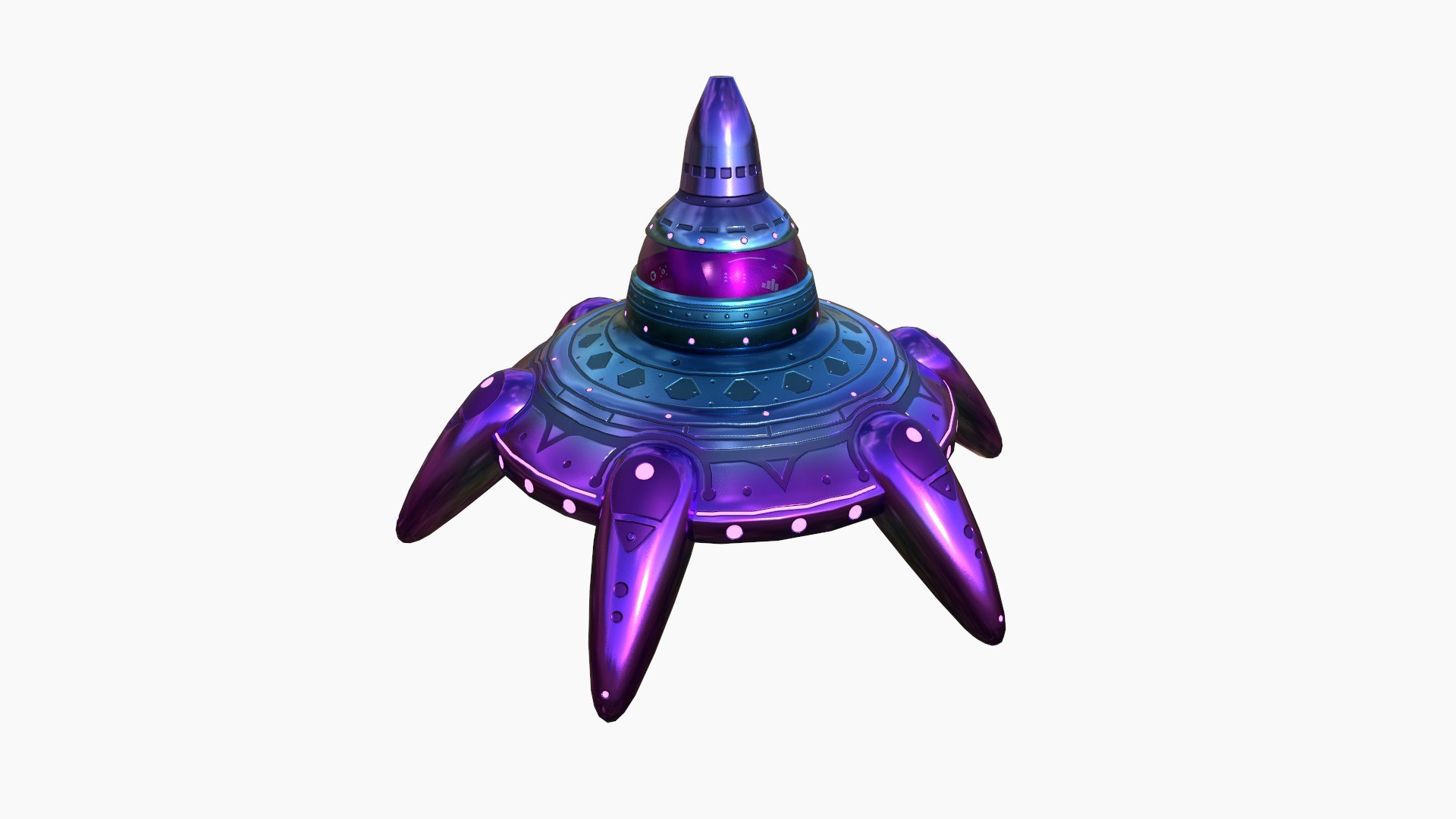 Alien Spaceship UFO G04 Purple Blue - Sci Fi Spacecraft Design 3D ...