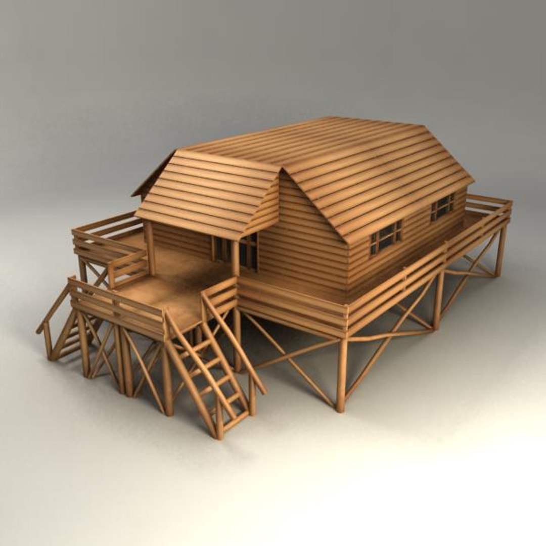 3d woodhouse wood house model