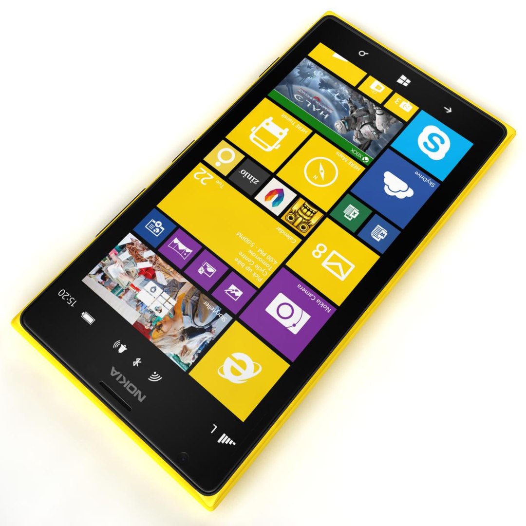 3d nokia lumia 1520 yellow model