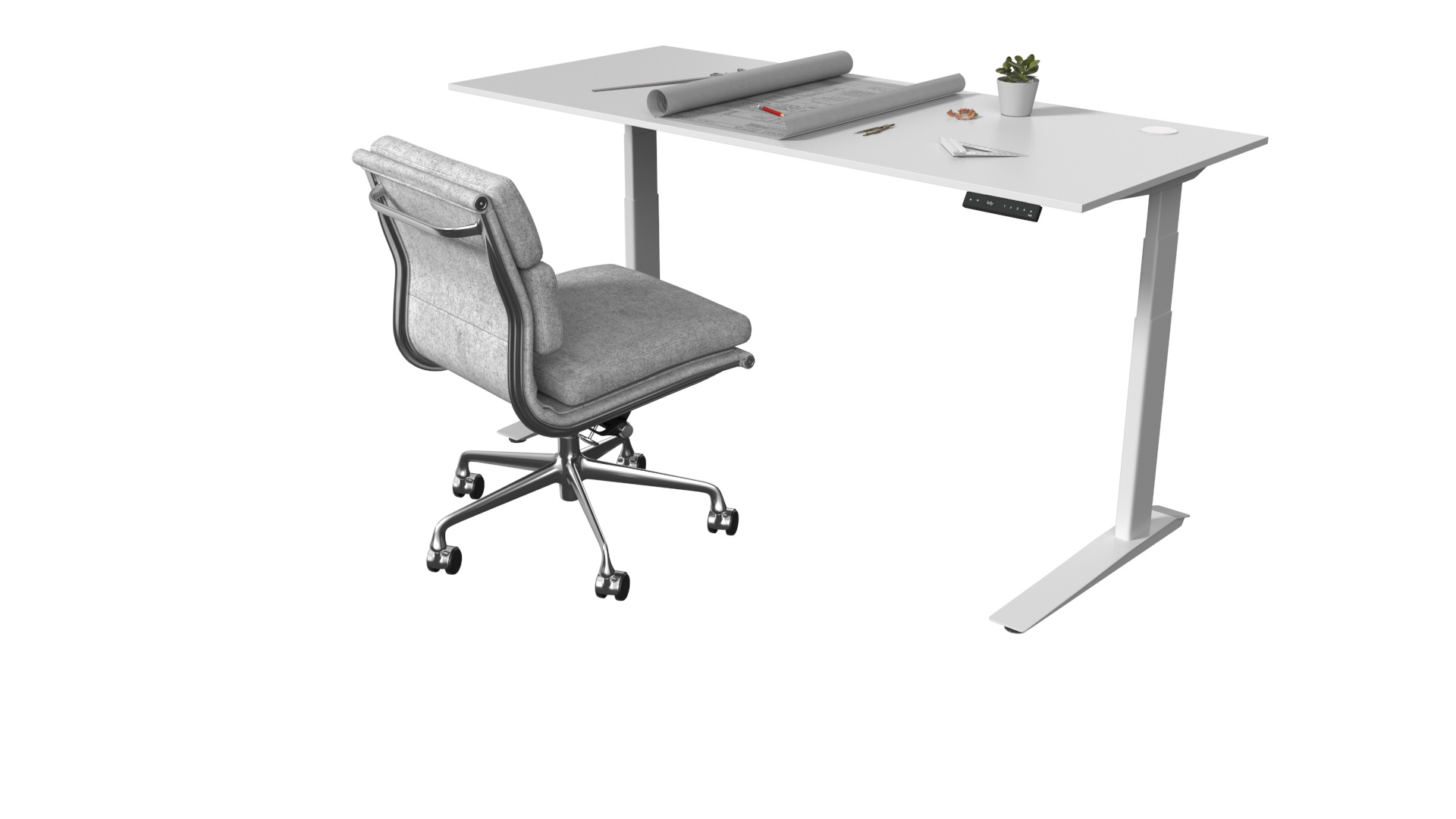 Architect Workspace With Blueprints And Tools 3D Model - TurboSquid 2387292