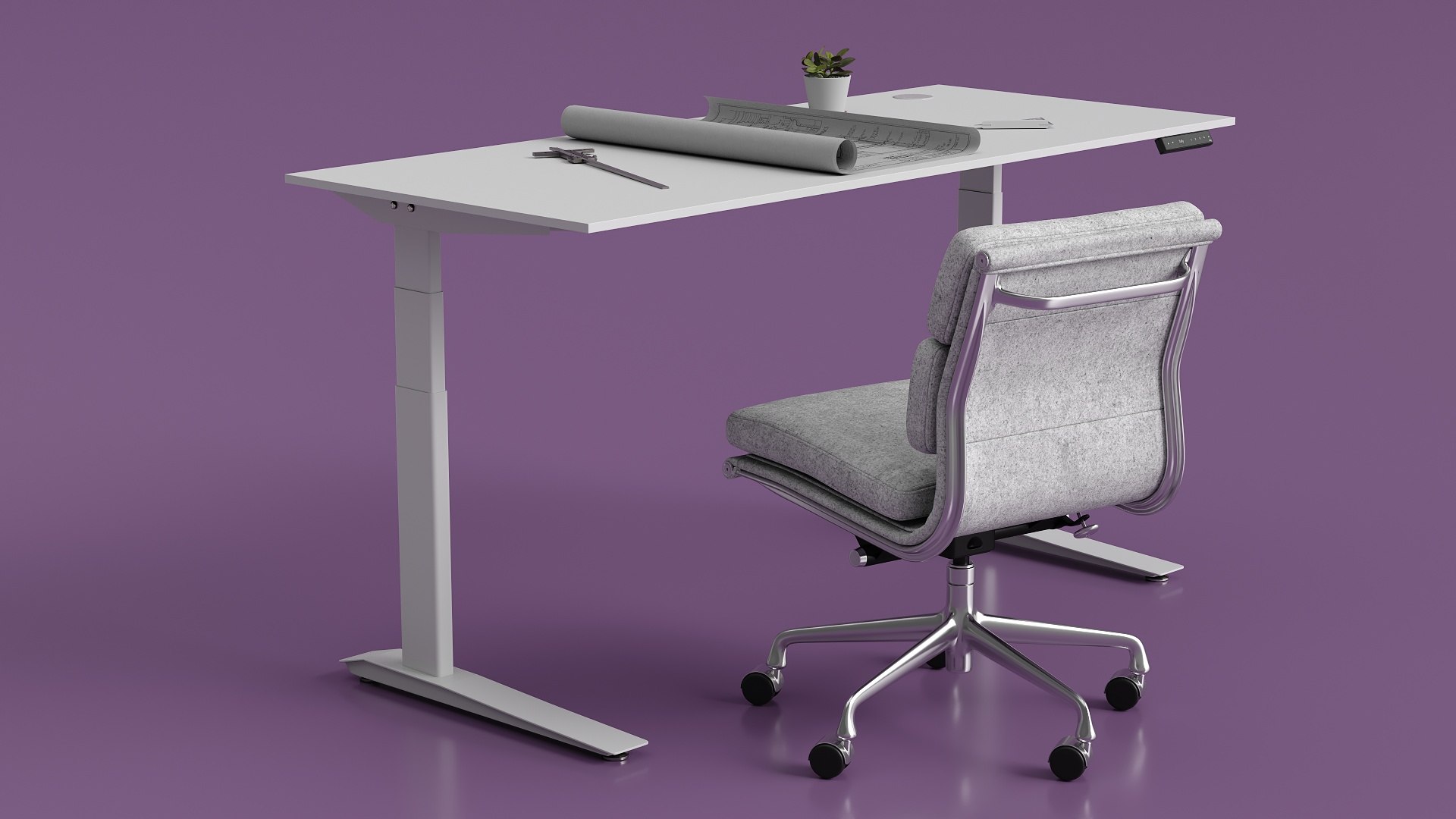 Architect Workspace With Blueprints And Tools 3D Model - TurboSquid 2387292