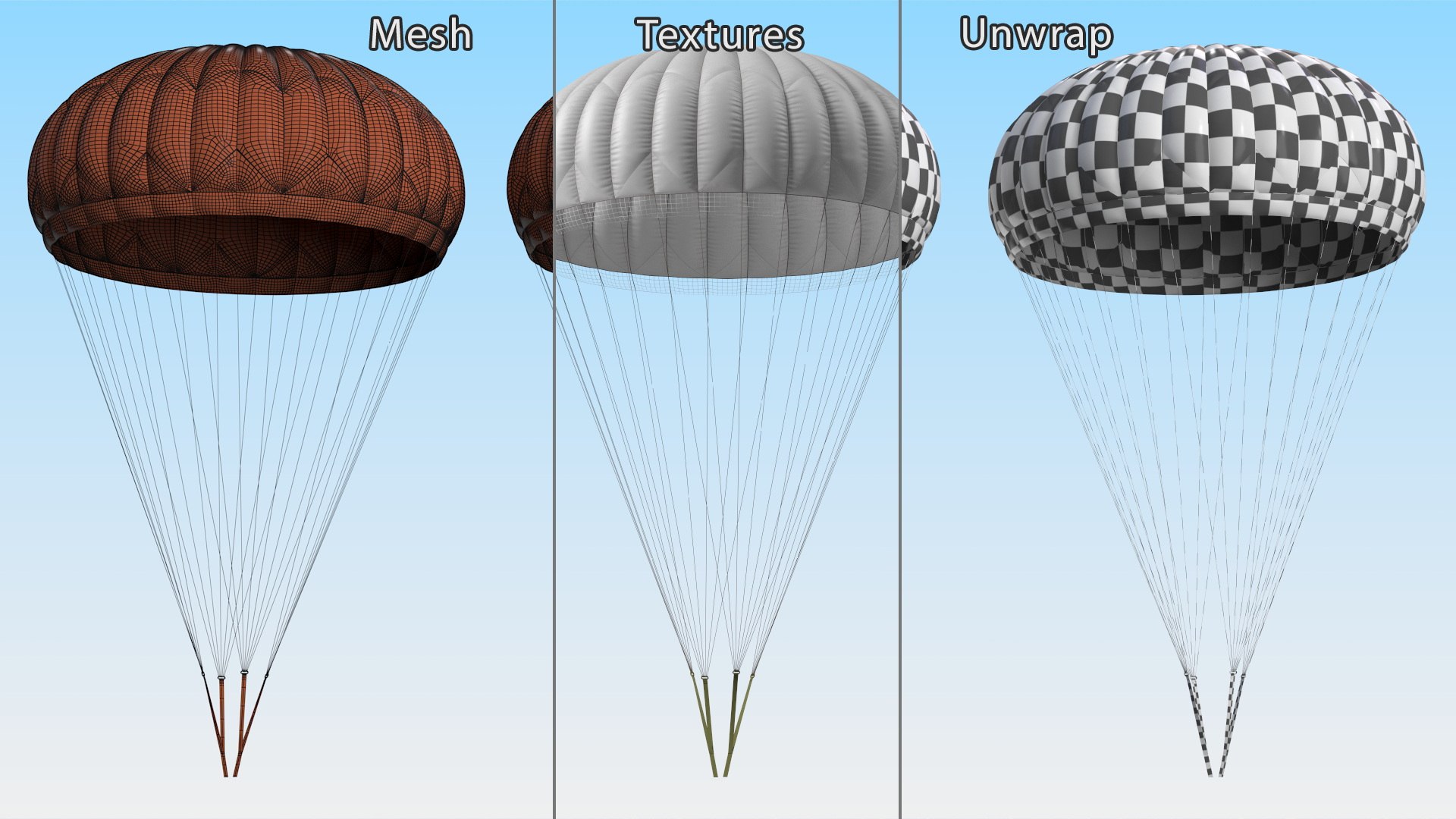 3D Model Dome Gray Parachute - TurboSquid 2222179