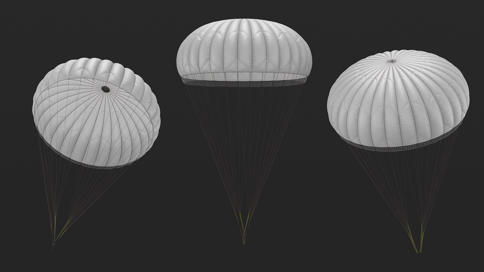 3D Model Dome Gray Parachute - TurboSquid 2222179