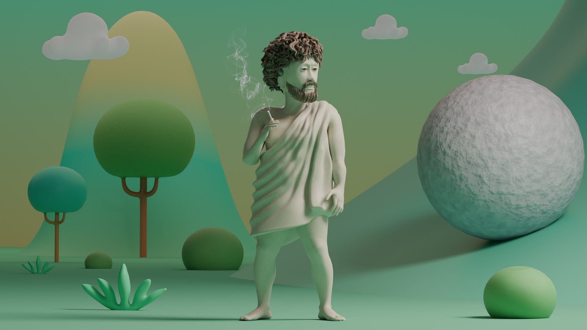 modelo 3d Sísifo: personaje mitológico griego antiguo estilizado ...