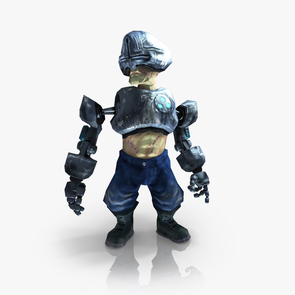 cyborg character rigged animate 3d model