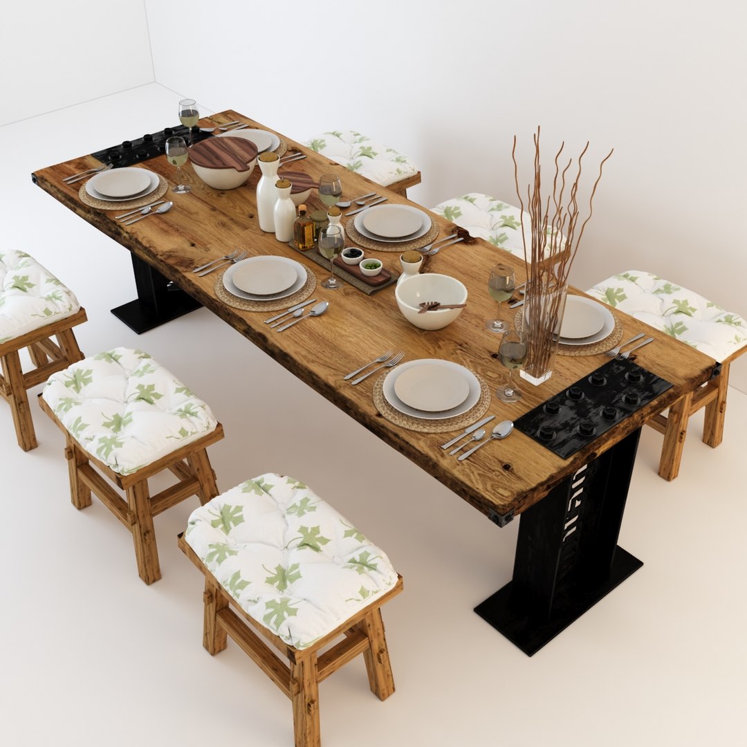 3D vintage dining tables model - TurboSquid 1628322