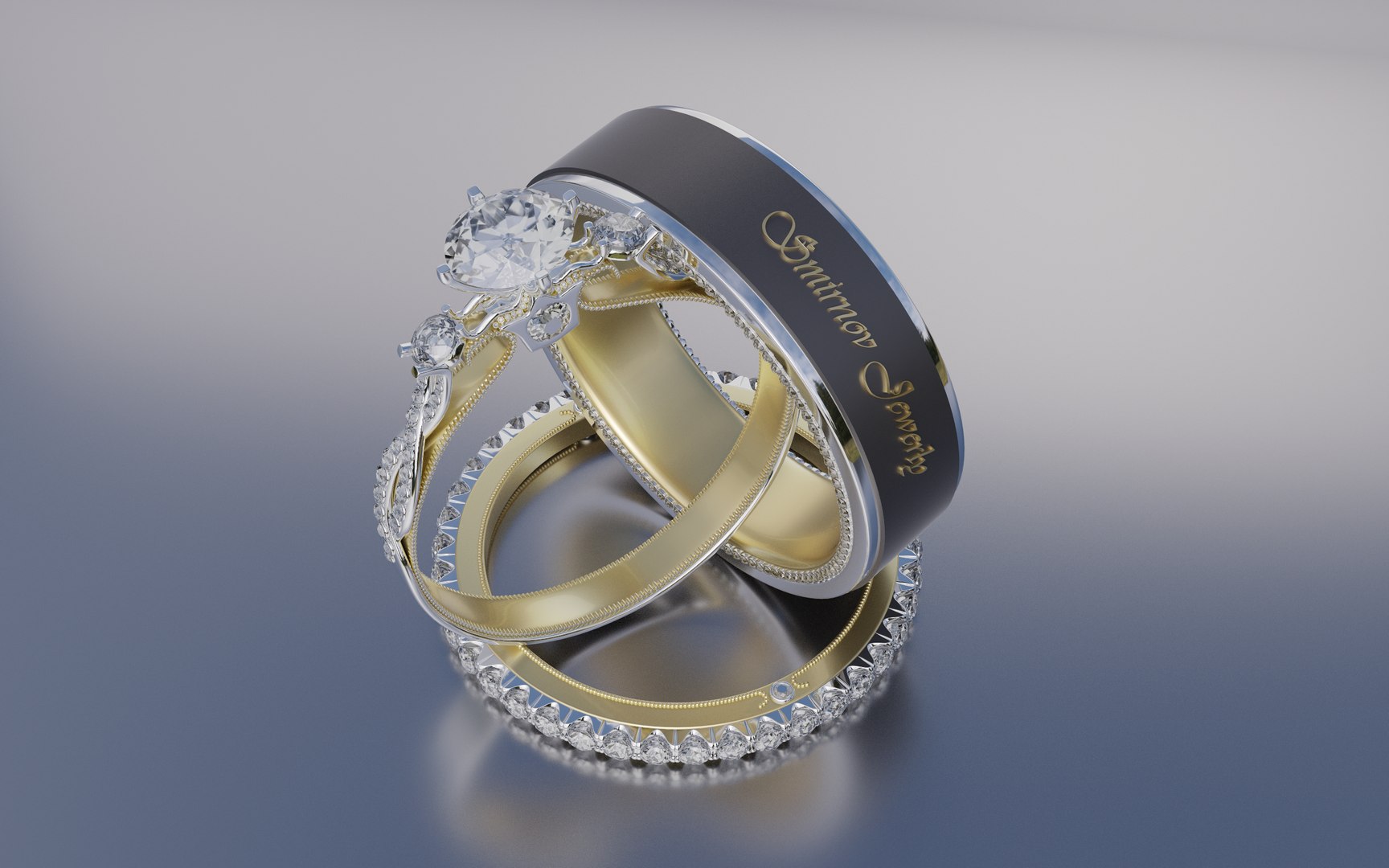 Gold Rings 3D Model - TurboSquid 1709272
