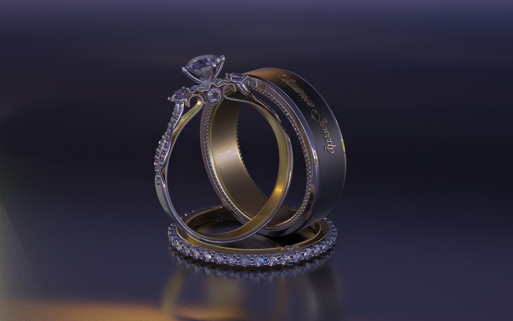 Gold Rings 3D Model - TurboSquid 1709272