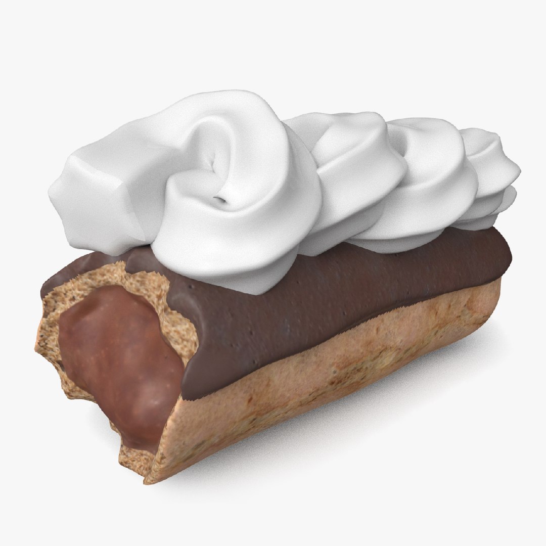 Free 3D Eclair and whipped cream - TurboSquid 2008888