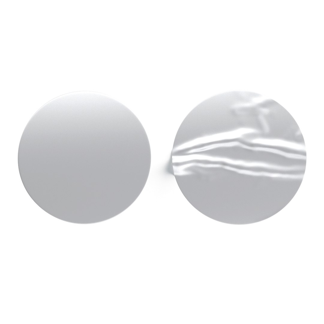 Two Round Stickers - silver sleek and wrinkly sticky tag 3D model ...