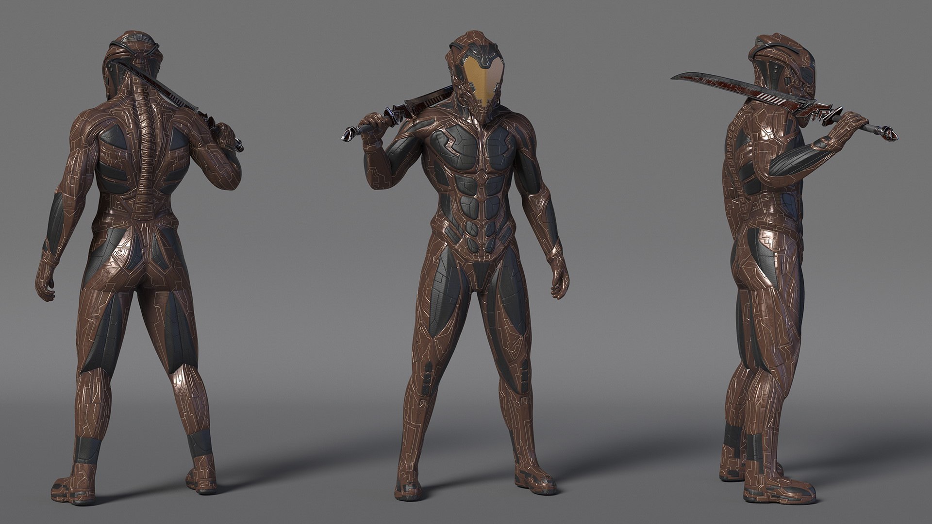 Futuristic Cosmic Soldier With Sword Model - TurboSquid 2237780