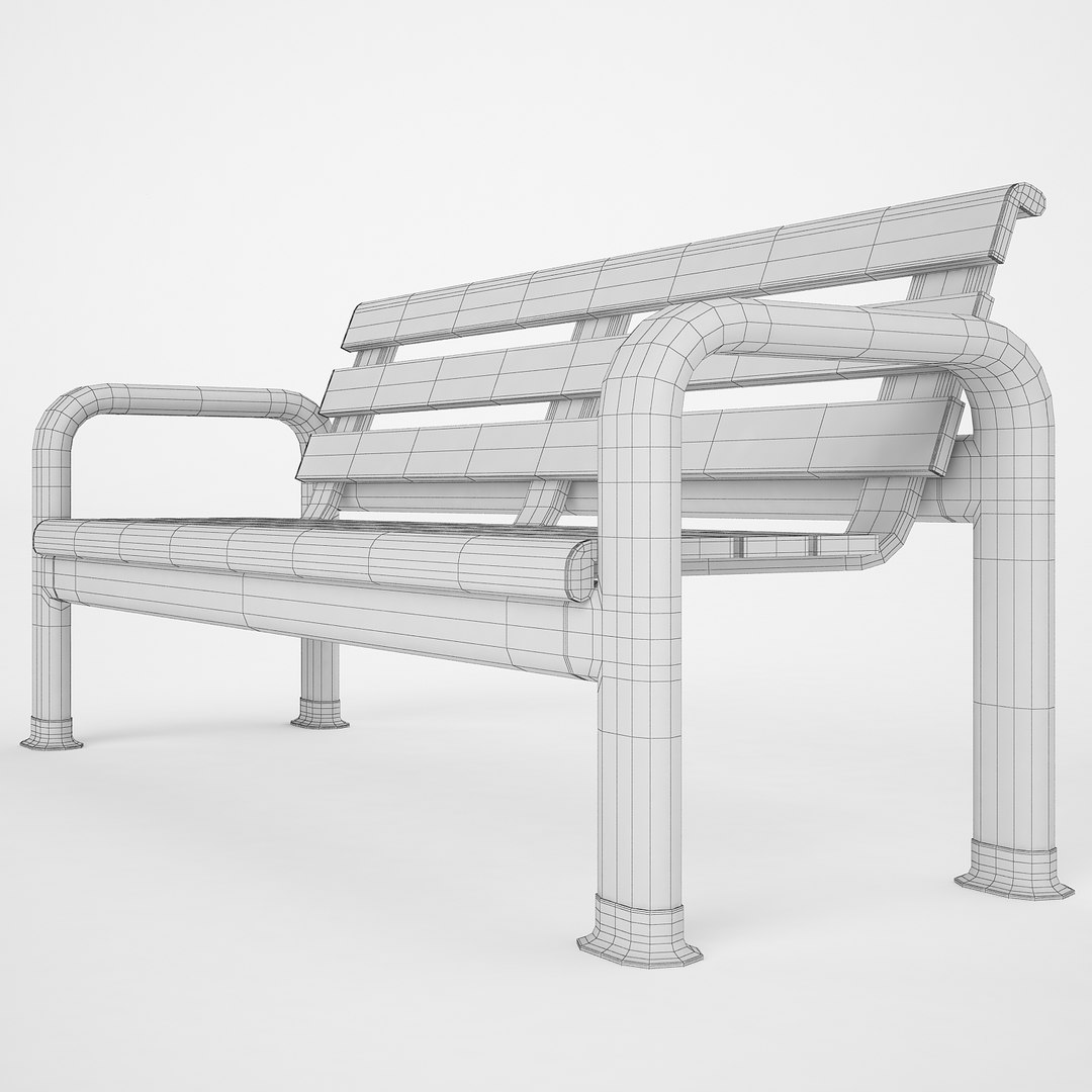 3d model courtside bench court