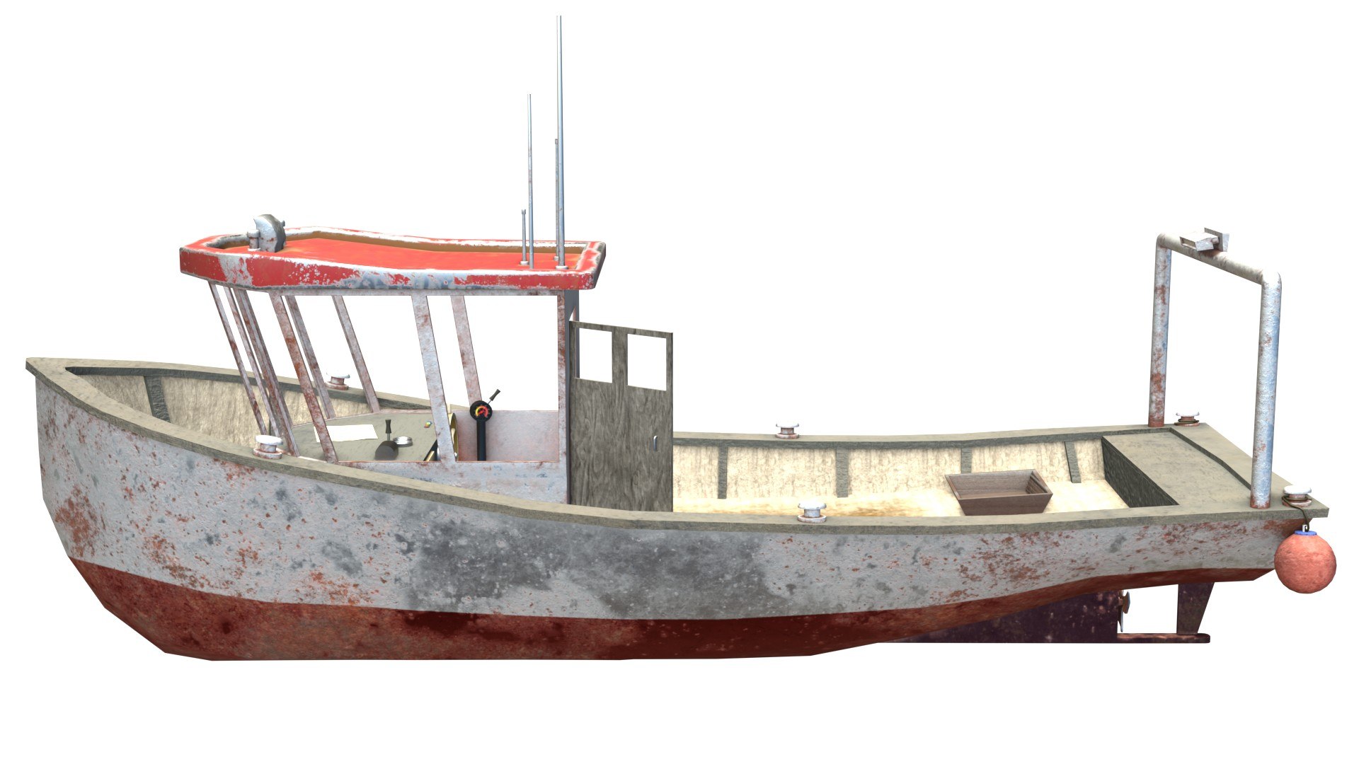 3D Old Rusty Fishing Boat - TurboSquid 2054093