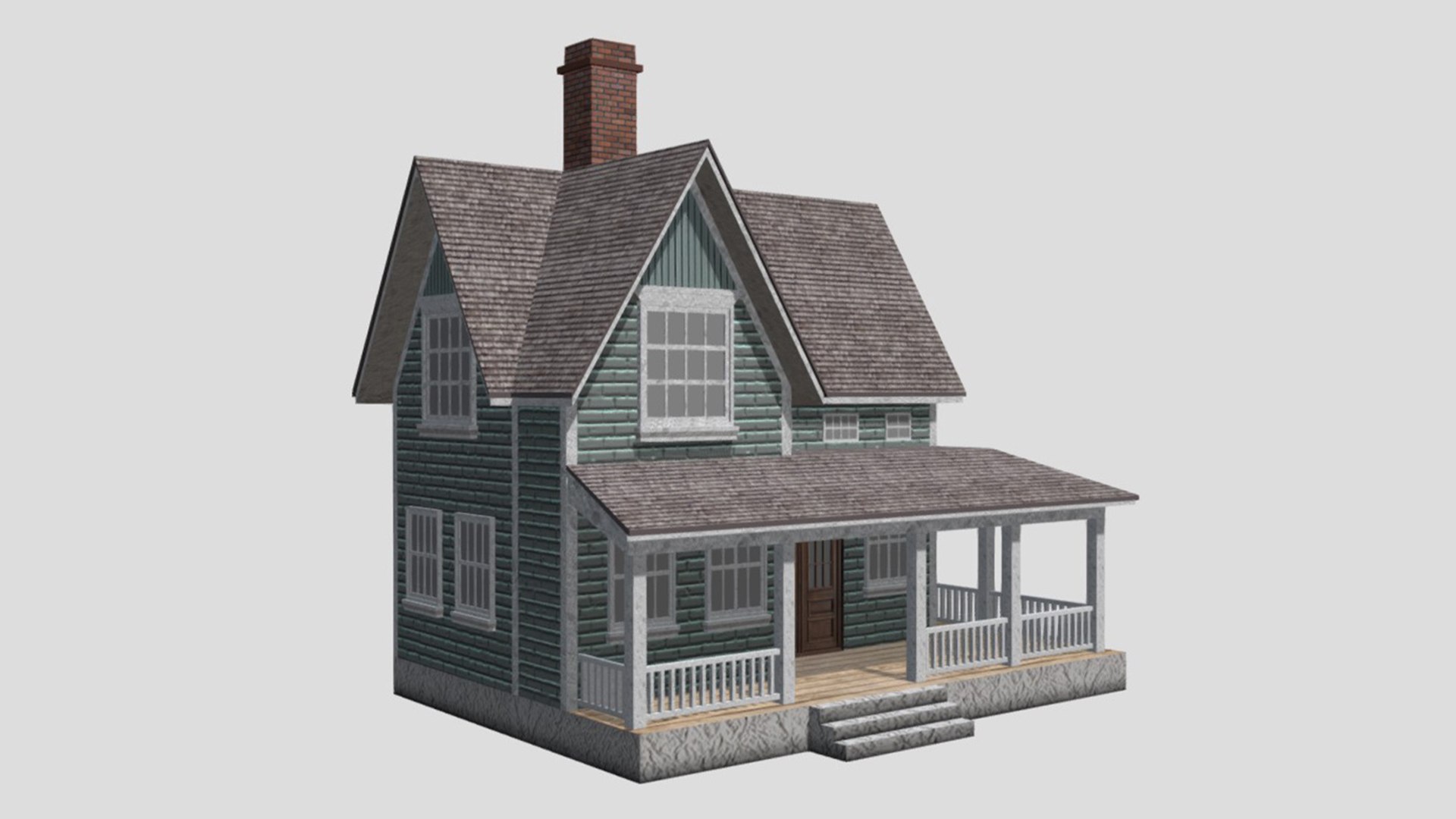 3D American Style Cottage - Town House Model - TurboSquid 2180295