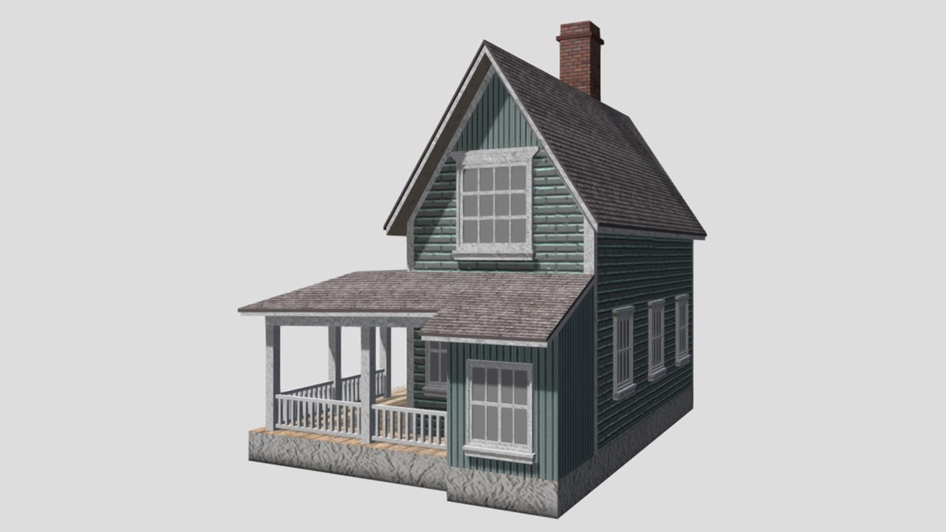 3D American Style Cottage - Town House Model - TurboSquid 2180295
