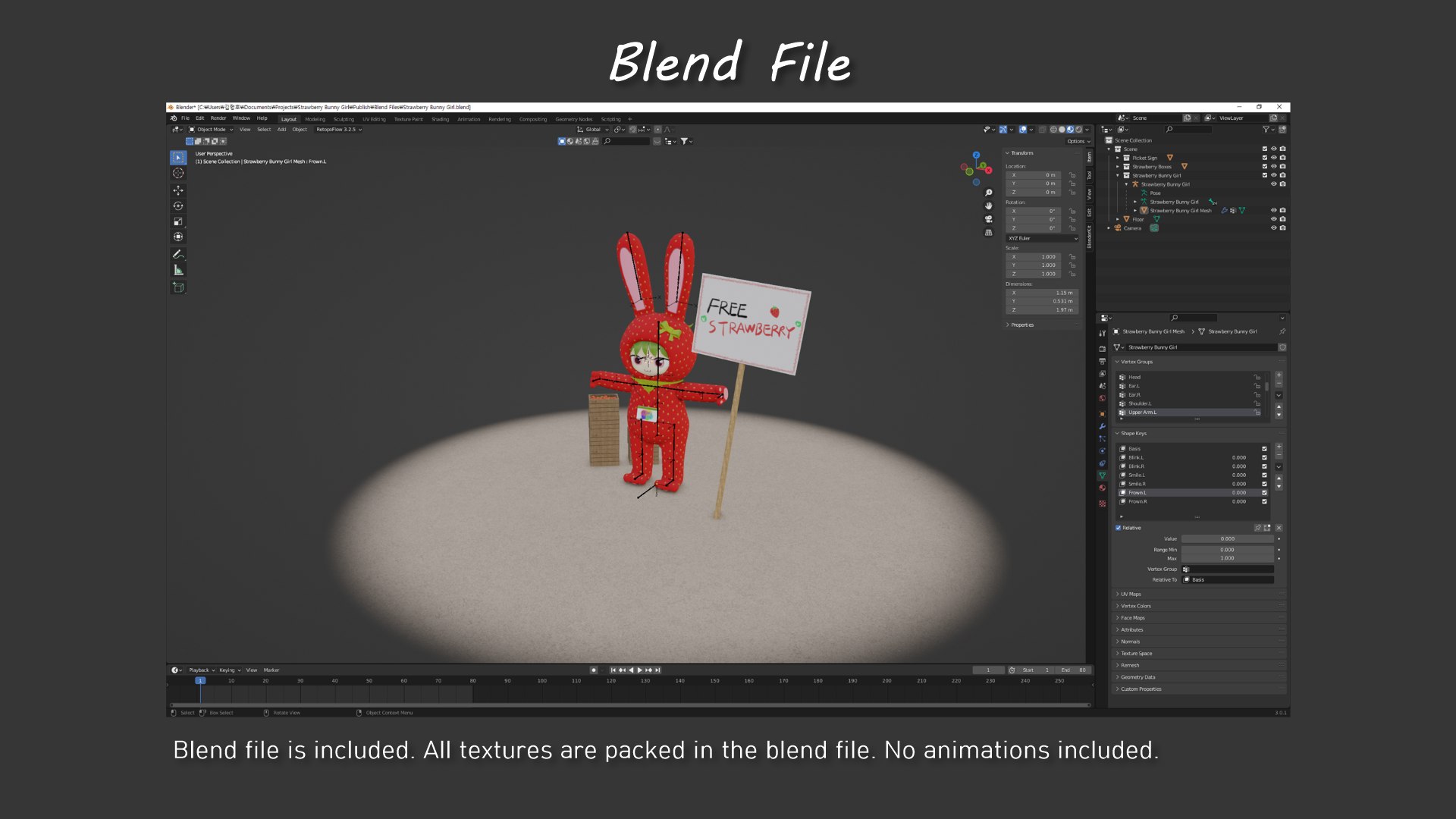 Strawberry Bunny Girl 3D Model - TurboSquid 1863010